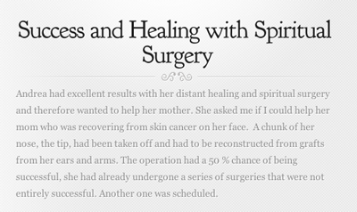 Success and Healing with Spiritual Surgery; A Testimonial From the ...