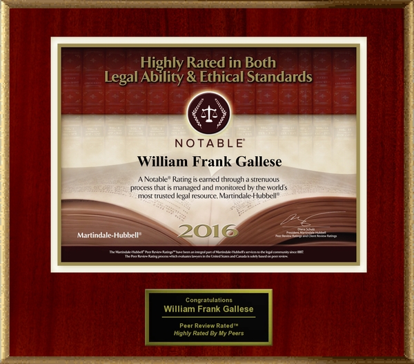 Attorney William F. Gallese, Esq. has Achieved a Peer Review Rating ...