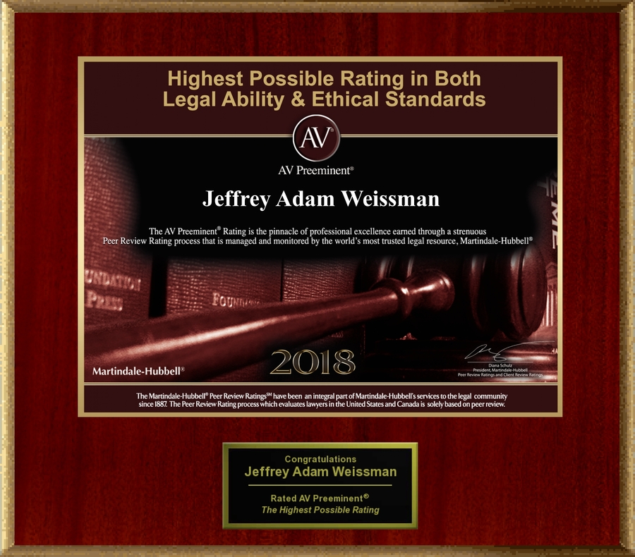 Attorney Jeffrey Adam Weissman has Achieved the AV Preeminent® Rating ...