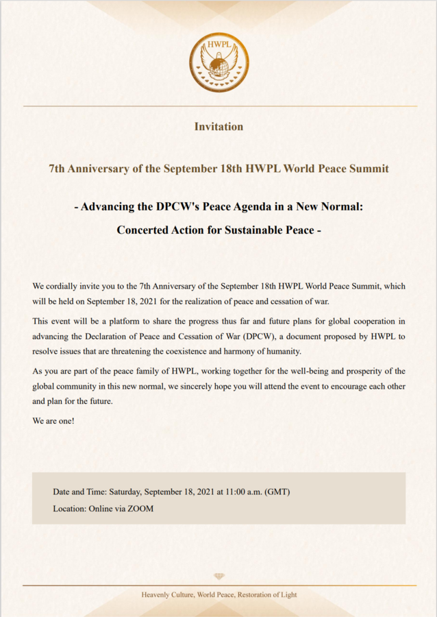 Celebration of HWPL's 7th Anniversary of Peace Summit Gathers 2,500 ...